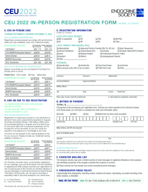 Fillable Online CEU 2022 ONLINE REGISTRATION FORM ONLINE EVENT Fax ...