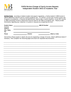 Fillable Online FAFSA Review-Change of Family Income Request: Fax Email ...