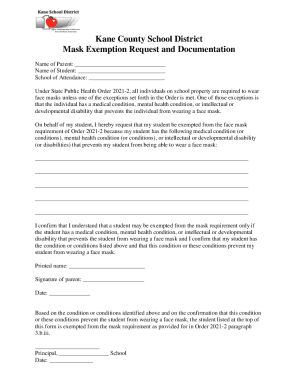 Fillable Online Kane-Student-Face-Mask-Exemption-Request- ... Fax Email ...
