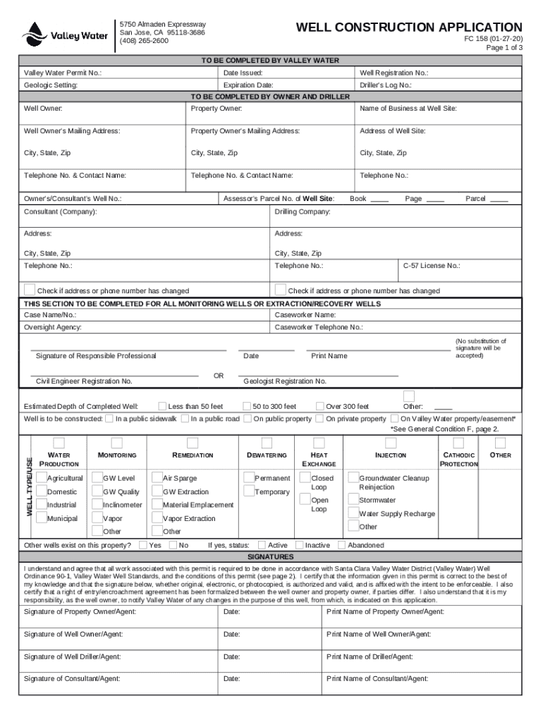 Standby Well Permit Application (Word) - AWS Doc Template | pdfFiller