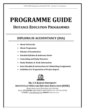 Fillable Online PROGRAMME GUIDE - Dr. C.V. Raman University Fax Email Print - pdfFiller
