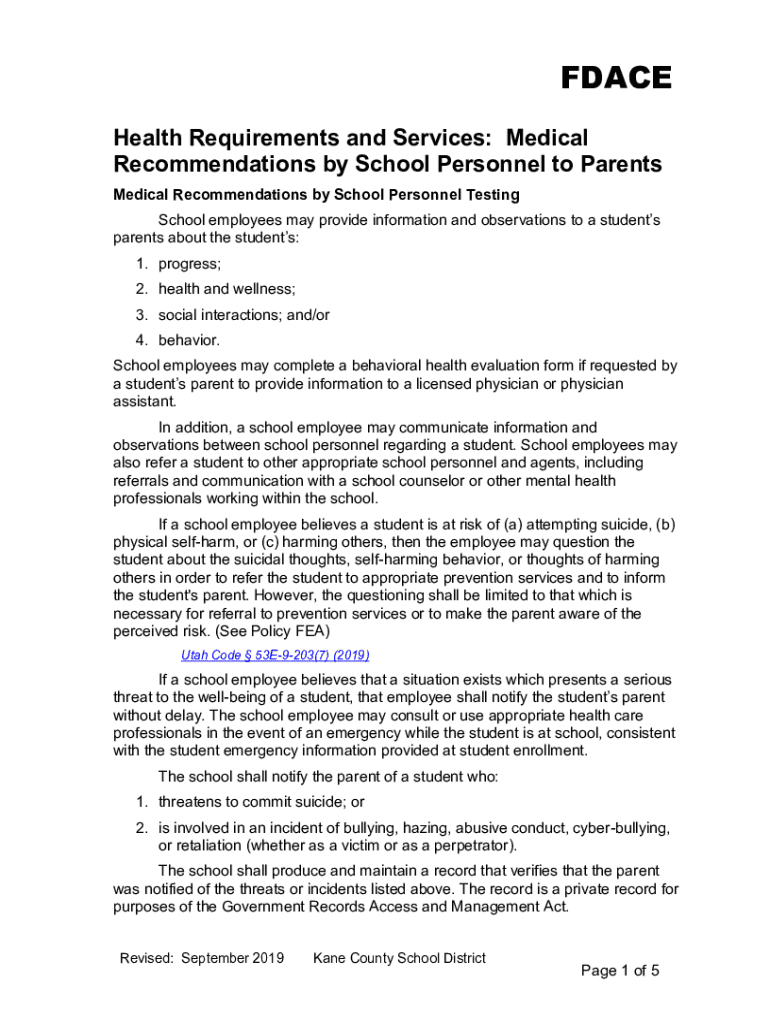 Fillable Online Medical Recommendations by School Personnel to Parents Fax Email Print - pdfFiller