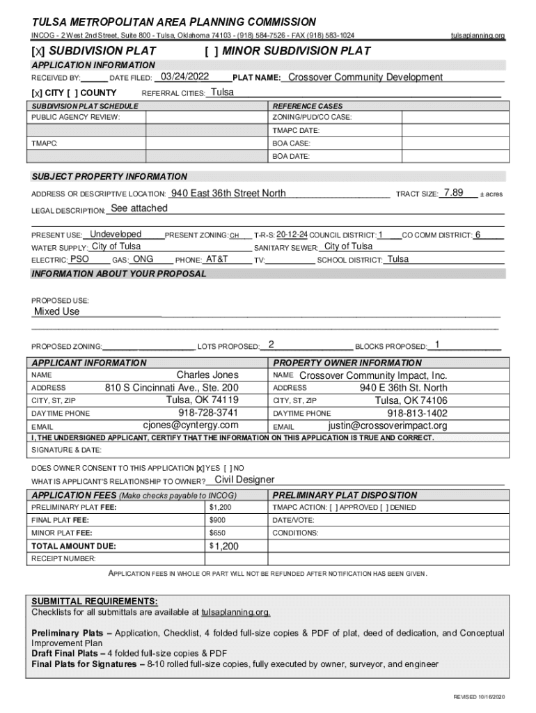 Fillable Online X SUBDIVISION PLAT Fax Email Print - pdfFiller