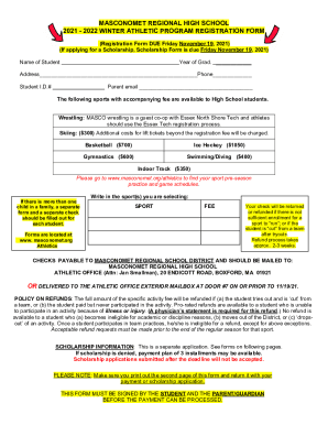 Fillable Online 2022 WINTER ATHLETIC PROGRAM REGISTRATION FORM Fax Email Print - pdfFiller