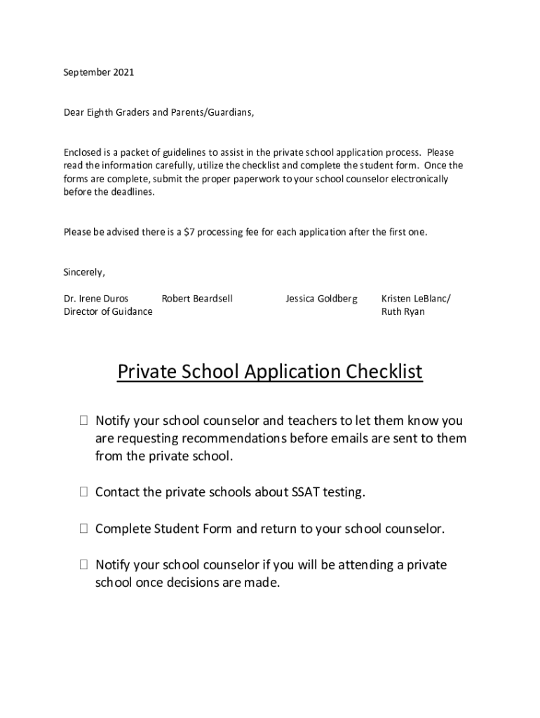 Fillable Online Private School Application Checklist Fax Email Print ...