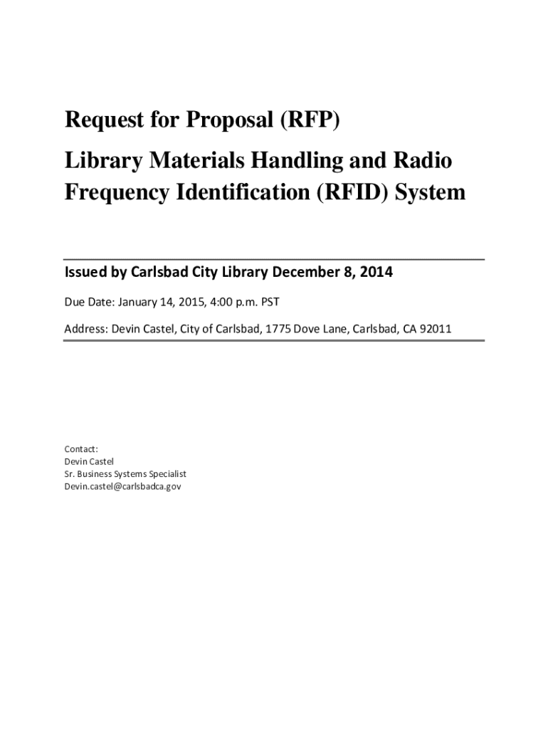 Fillable Online Request for Proposal (RFP) Radio Frequency Identification ... Fax Email Print ...