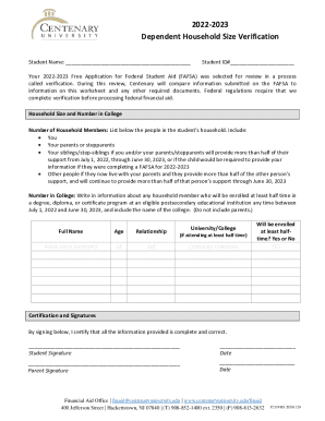 Fillable Online 2022-2023 Dependent Household Size Verification Form ...