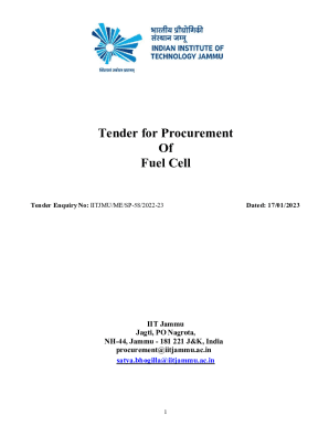Fillable Online Tender for Procurement Of Fuel Cell - IIT Jammu Fax ...