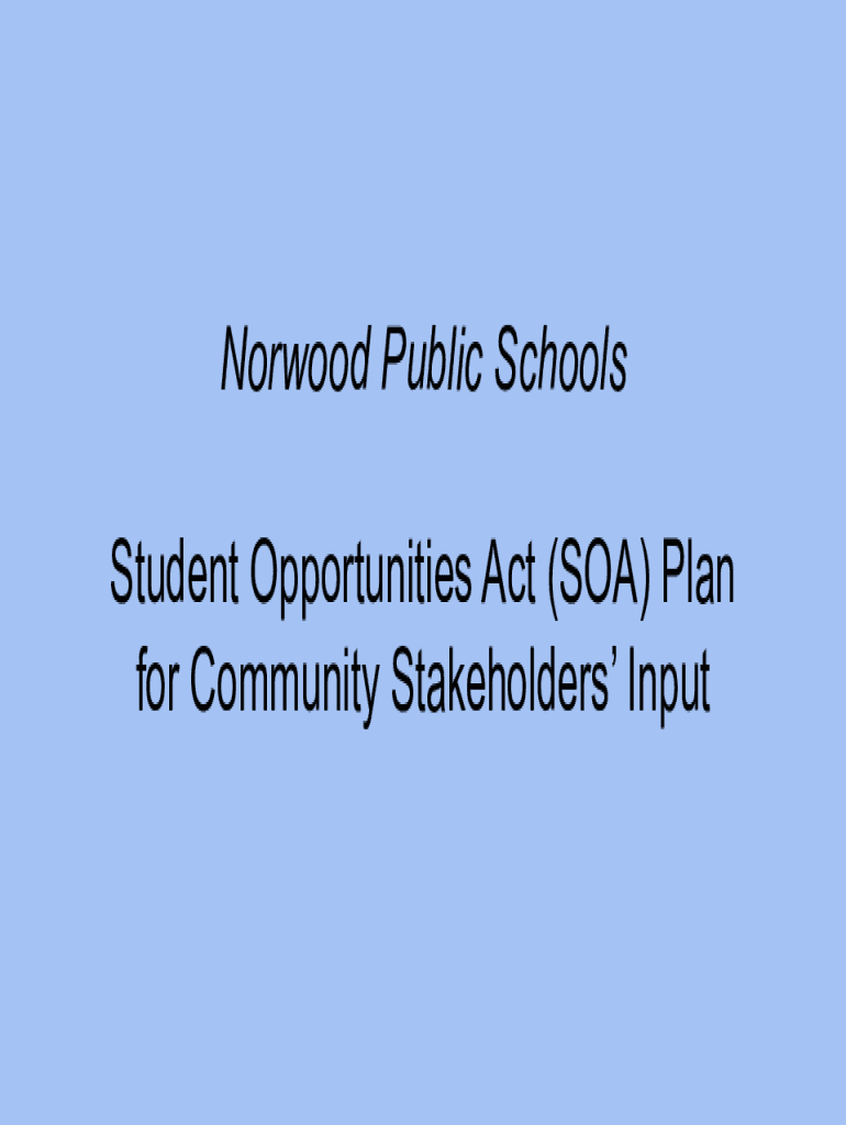 Fillable Online Student Opportunities Act (SOA) Plan & Feedback Form ...
