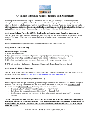 Fillable Online AP Lit Summer Reading Assignment - Moore Public Schools ...