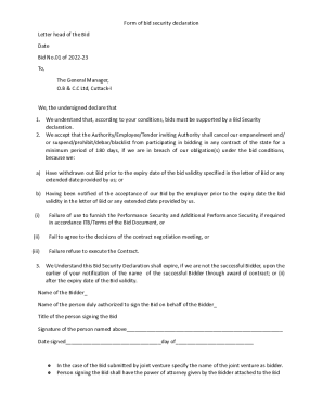 Fillable Online Form of bid security declaration Fax Email Print ...