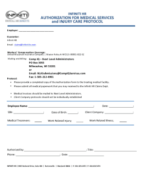 Fillable Online AUTHORIZATION FOR MEDICAL SERVICES and INJURY ... Fax ...