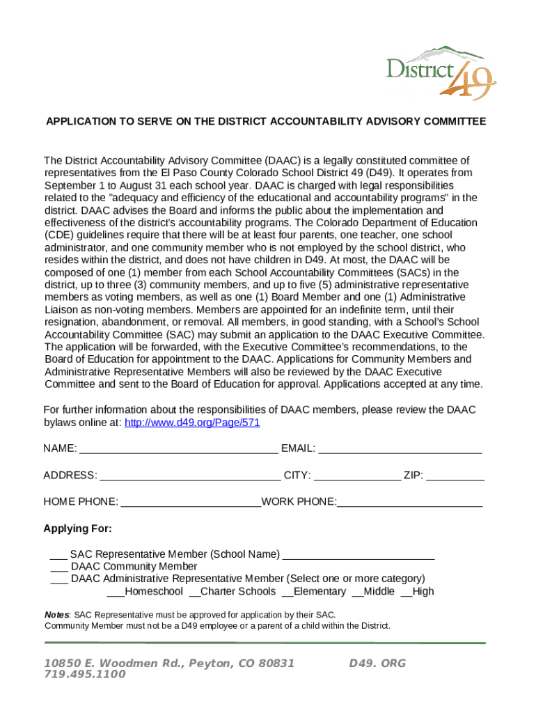 application to serve on the daac Doc Template | pdfFiller