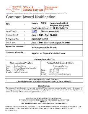Fillable Online Contract Award Notification Update - NY.gov Fax Email ...