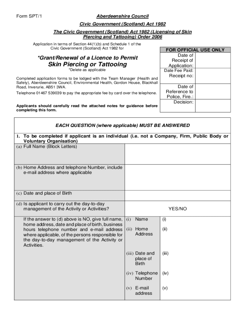 Fillable Online the civic government (scotland) act 1982 (licensing of ...
