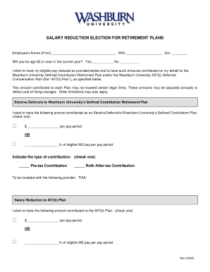 Fillable Online Supplemental TSA Salary Reduction Agreement Initial ...