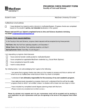Fillable Online Progress Check Request Form - MacEwan University ...