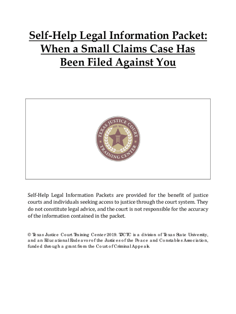 Fillable Online Self-Help Legal Information Packet: When a Small Claims ...