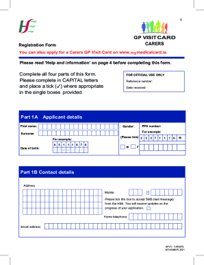 Fillable Online GP Visit Card for carers registration form Fax Email ...