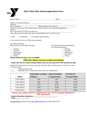 Fillable Online 2022-2023 After School Application Form Fax Email Print ...