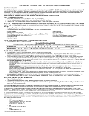 Fillable Online income eligibility statement form child and adult care ...