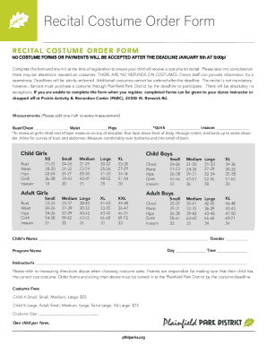 Fillable Online Recital Costume Order Form - Star Dance Studio Fax ...