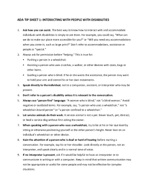 Fillable Online ada tip sheet 1: interacting with people with ...