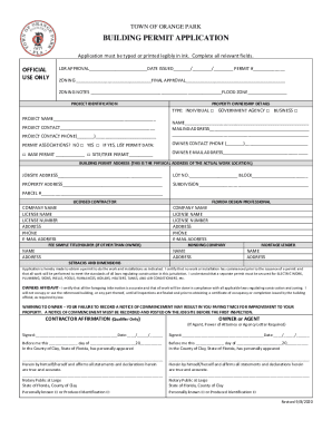 Fillable Online Building Permit ApplicationTown of Orange Park Fax ...
