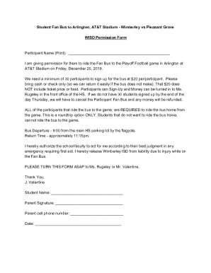 Fillable Online Ticket, student fan bus info for state tournament ...