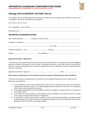 Fillable Online Educational Guardianship FormAcademic Guardians Fax Email Print - pdfFiller