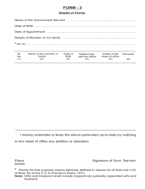 Fillable Online FORM 3 see rule 54 (12)DETAILS OF FAMILY Name ... - CAG ...