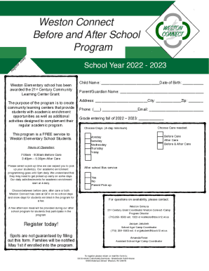 Fillable Online Weston Connect Reg form 22-23 Fax Email Print - pdfFiller