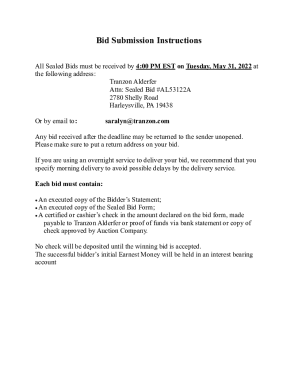 Fillable Online Bid Submission Instructions - Tranzon Fax Email Print ...