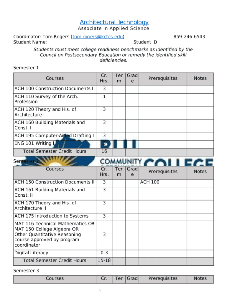 AAS Architectural Technology Doc Template | pdfFiller