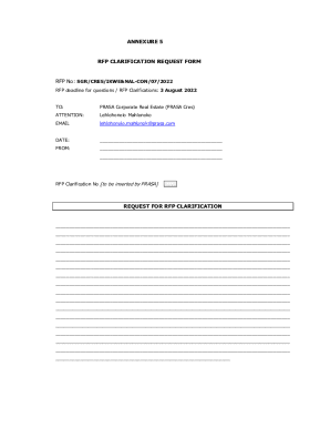 Fillable Online ANNEXURE 5 RFP CLARIFICATION REQUEST FORM RFP No Fax ...