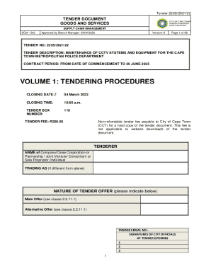 Fillable Online TENDER DESCRIPTION: MAINTENANCE OF CCTV SYSTEMS AND ...