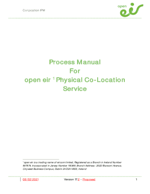 Fillable Online Process Manual For open eir 1 Physical Co-Location Service Fax Email Print ...