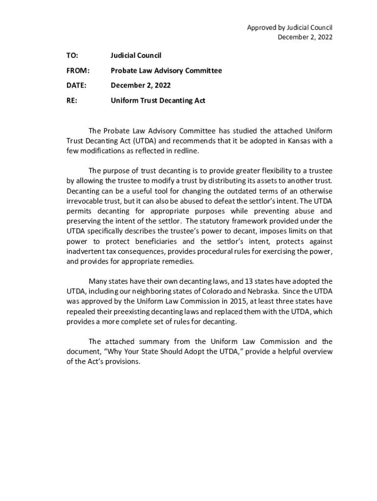 Fillable Online State-By-State Summaries of The Uniform Trust Decanting ...