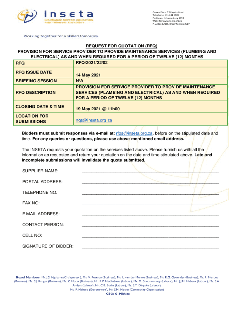 Fillable Online request for quotation (rfq) provision of soft skills training services Fax Email ...