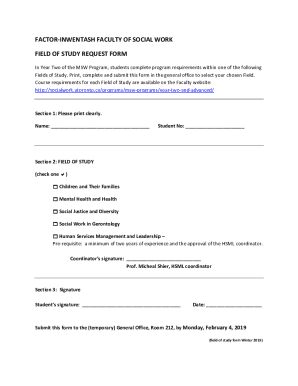 Fillable Online Field of Study Request Form Fax Email Print - pdfFiller