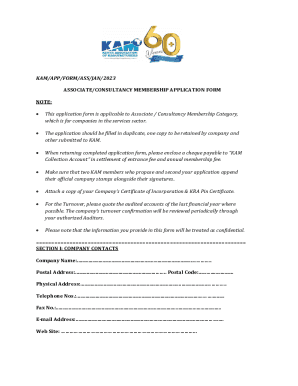 Fillable Online KAM-ASSOCIATE-MEMBERSHIP-APPLICATION-FORM-2023 ... Fax ...