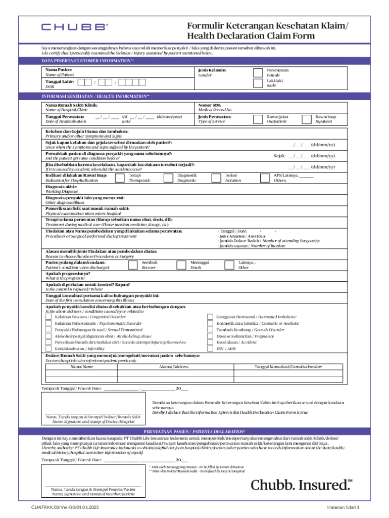 Fillable Online formulir klaim perawatan medis medical claim form Fax ...