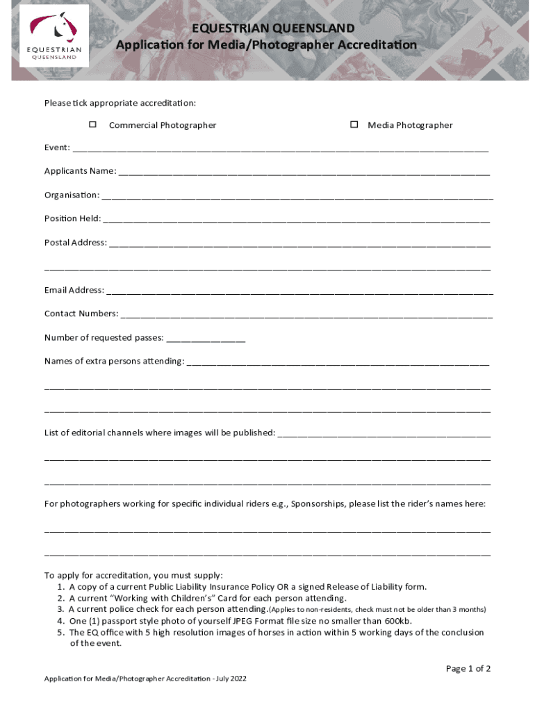 Fillable Online Application for Media & Photographer Accreditation ...