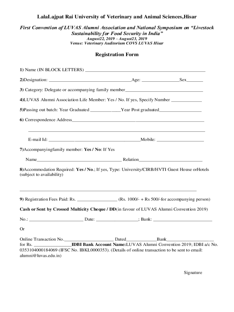 Fillable Online Alumni Convention Registration form.pdf Fax Email Print - pdfFiller
