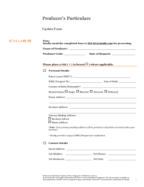 Fillable Online Producer's Bank Account Update Form Fax Email Print ...