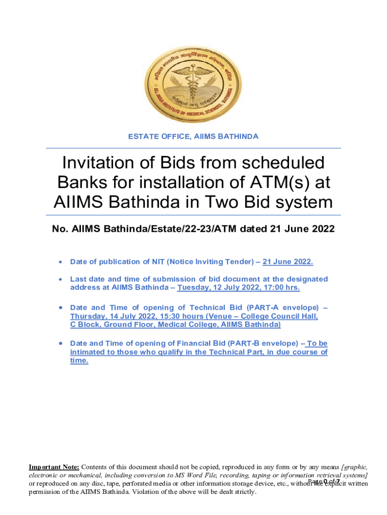 Fillable Online Invitation of Bids from scheduled Banks for ...