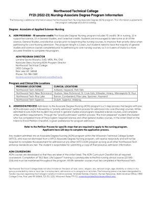 Fillable Online Nursing - Associate Degree - Northwood Technical College Fax Email Print - pdfFiller