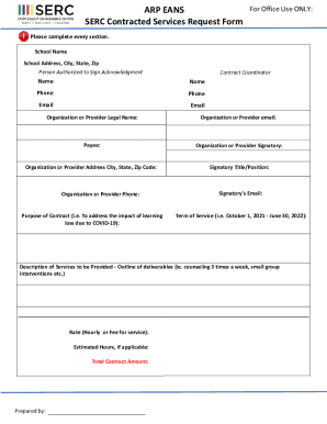 Fillable Online ARP EANS SERC Contracted Services Request Form Fax ...