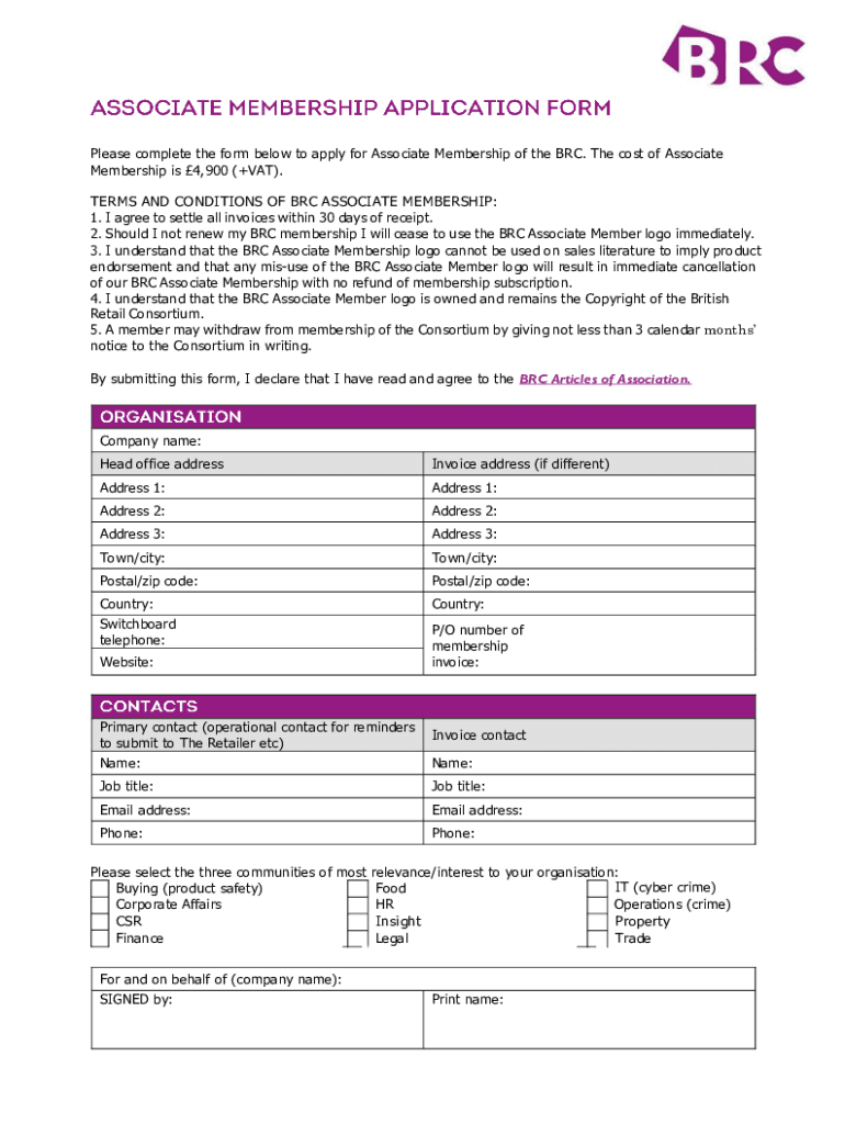 Fillable Online Payments Council - Associate Membership Application Form Fax Email Print - pdfFiller