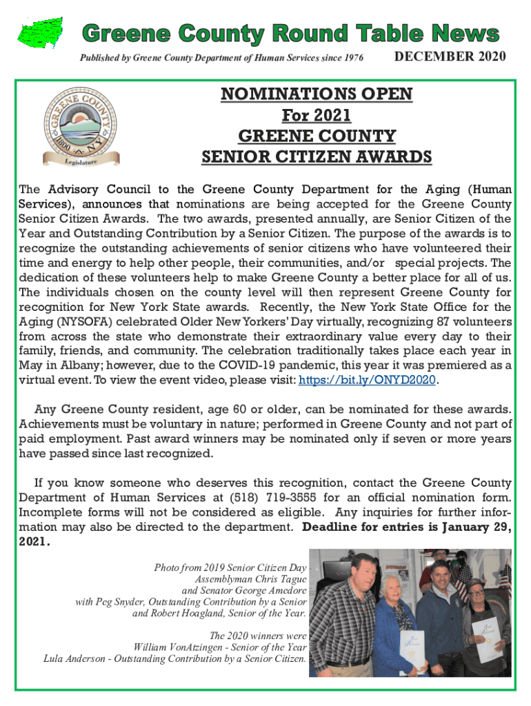 Fillable Online Outstanding Senior Citizen Award nominations now open ...